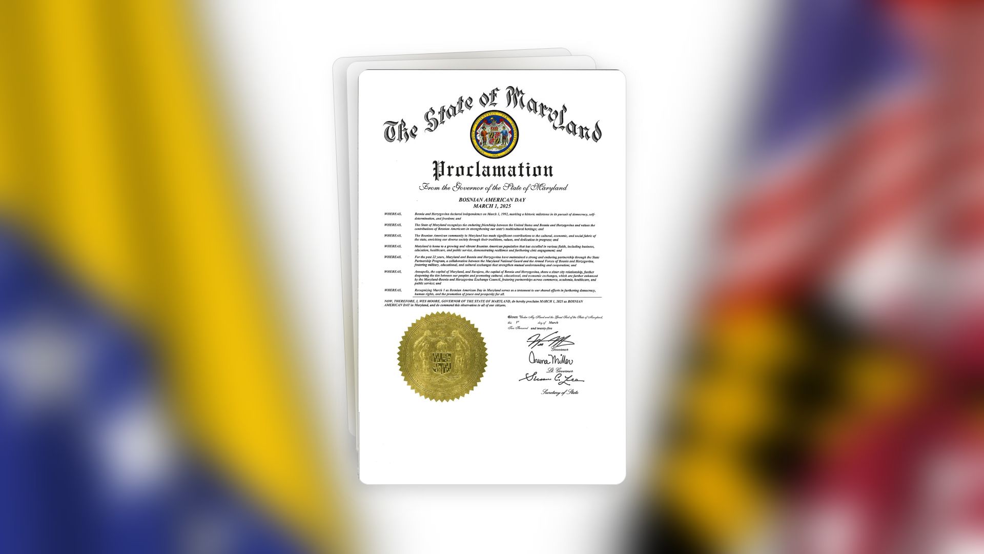 Maryland Proclaims March 1st as Bosnian-American Day: A Historic ...